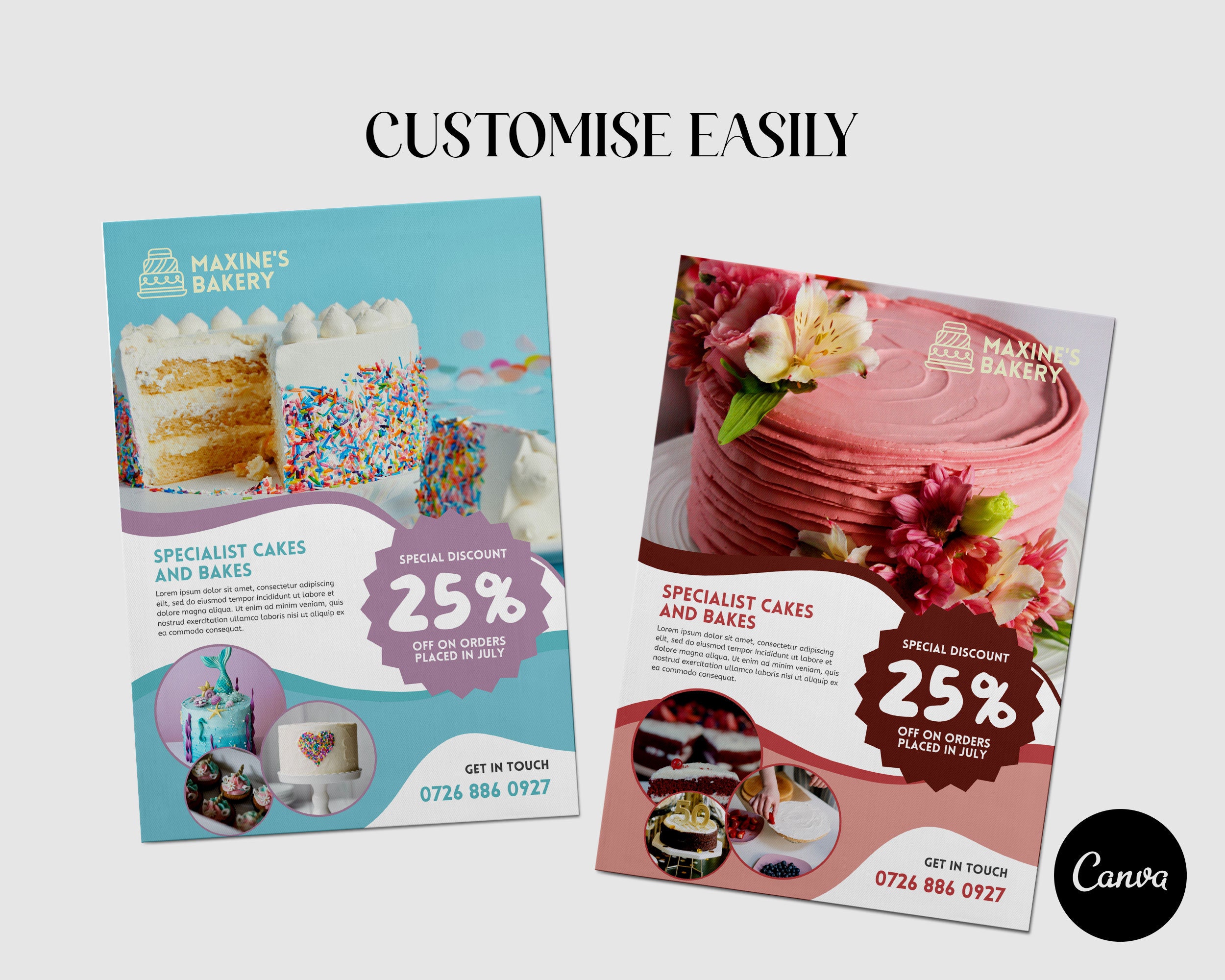 Bakery Flyer Template: Cake Shop Promotion, Custom Canva Frame - Etsy