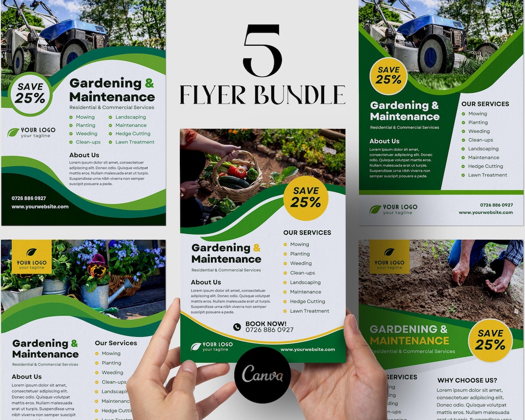 Canva Flyer Bundle | Lawn & Garden Maintenance Flyer | Gardener ...