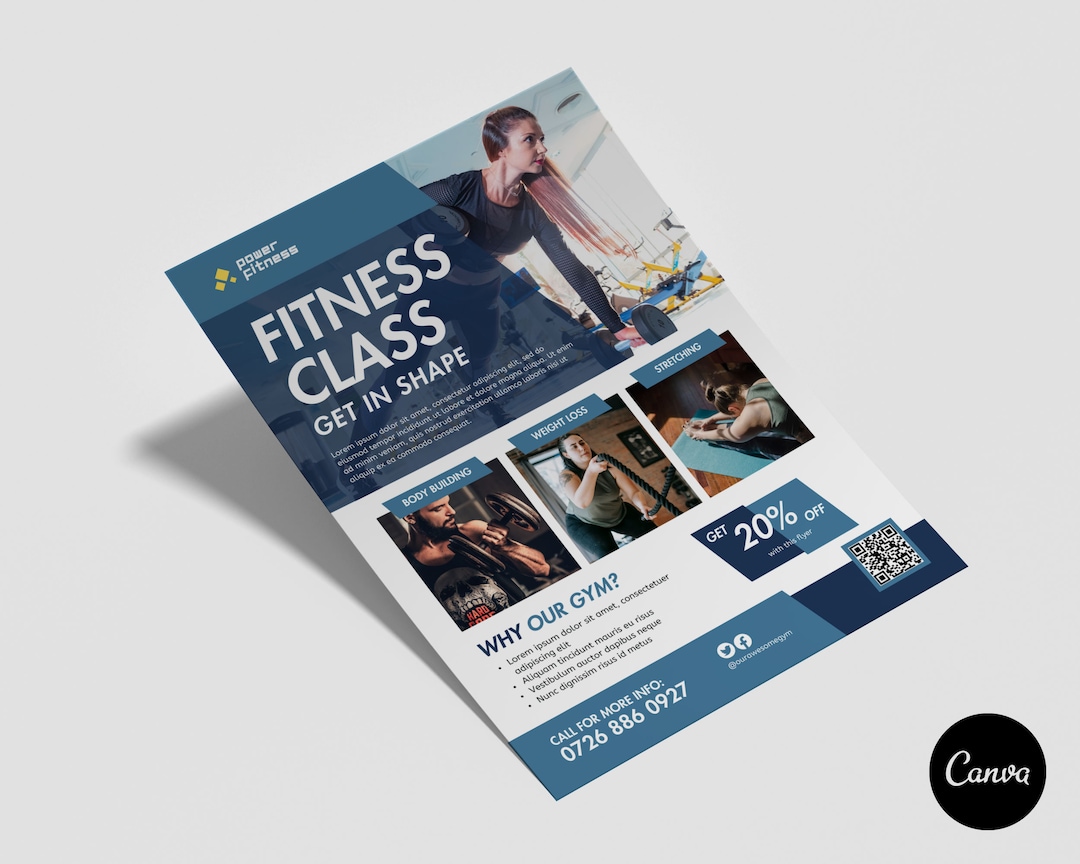 Fitness Class Flyer Template: Gym, Personal Trainer (canva) - Etsy