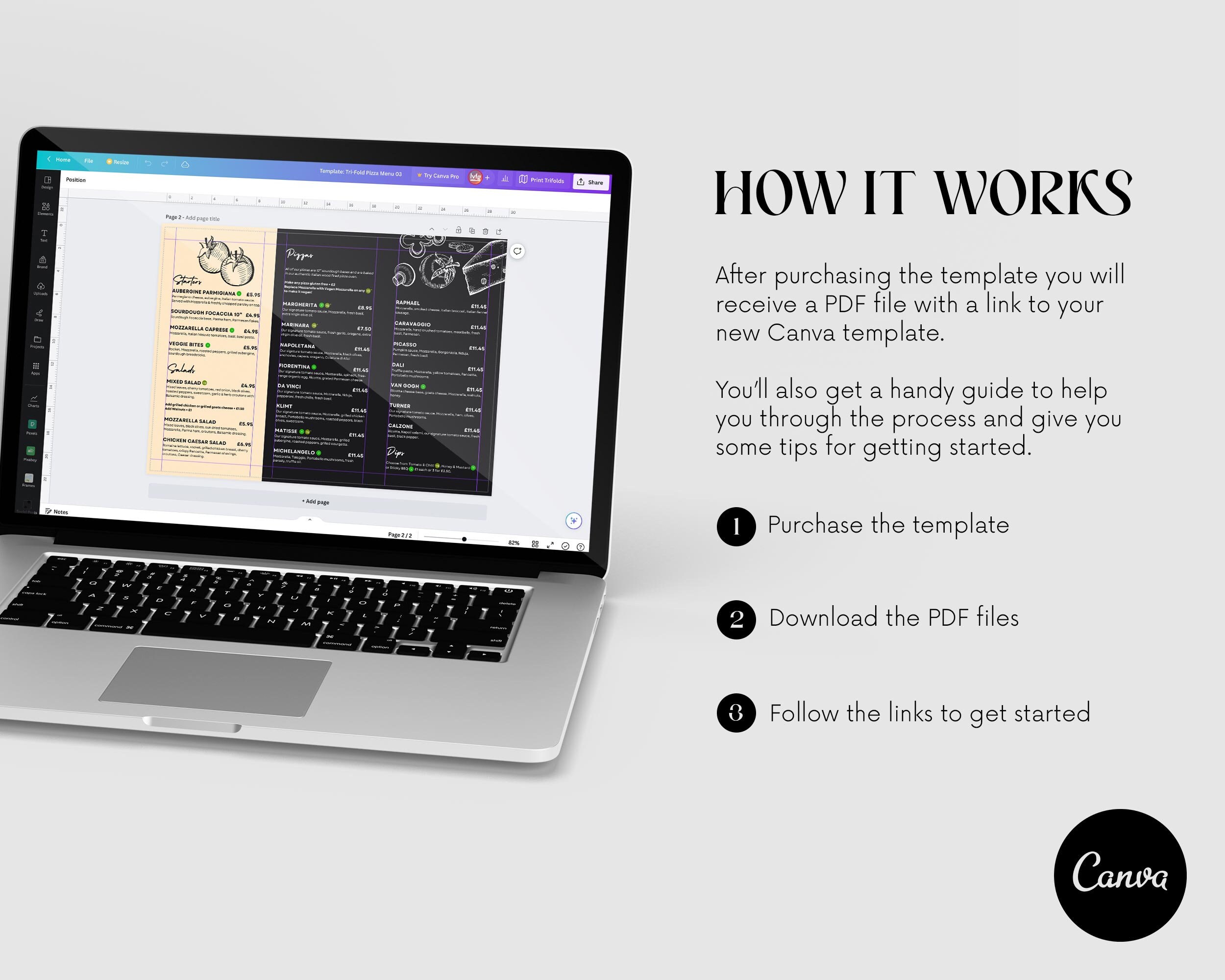 Tri-fold Pizzeria Menu Template: Customizable Canva Design ...