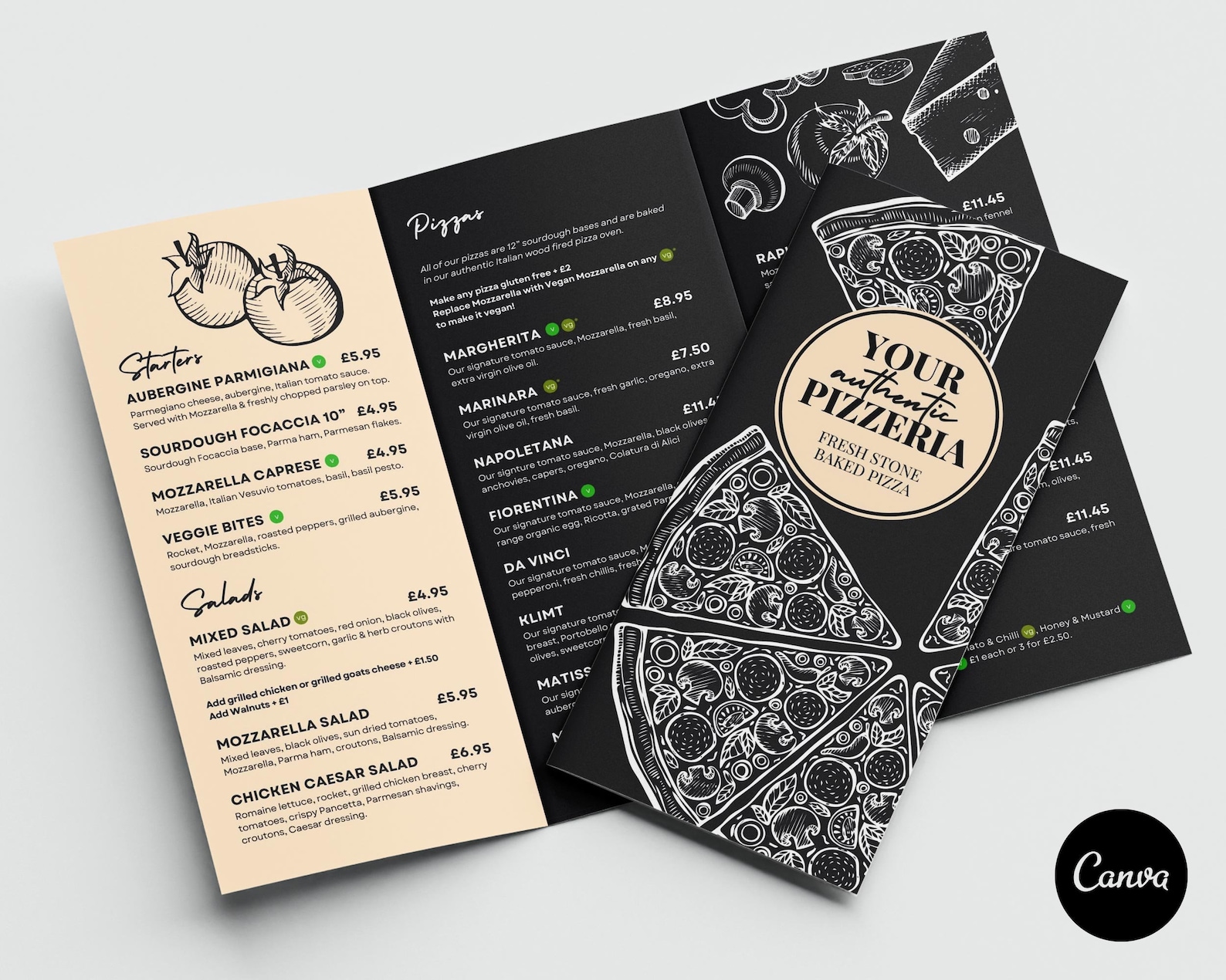 Tri-fold Pizzeria Menu Template: Customizable Canva Design ...
