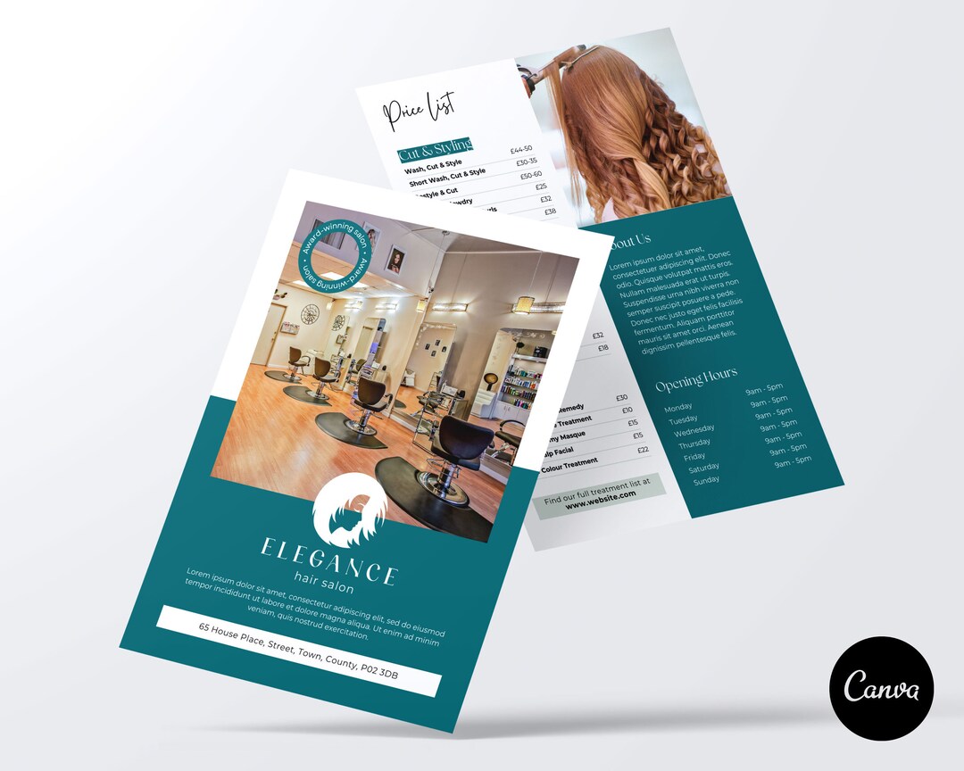 Hairdresser Flyer | Hair Salon Flyer Template | Canva Hairdresser Price ...
