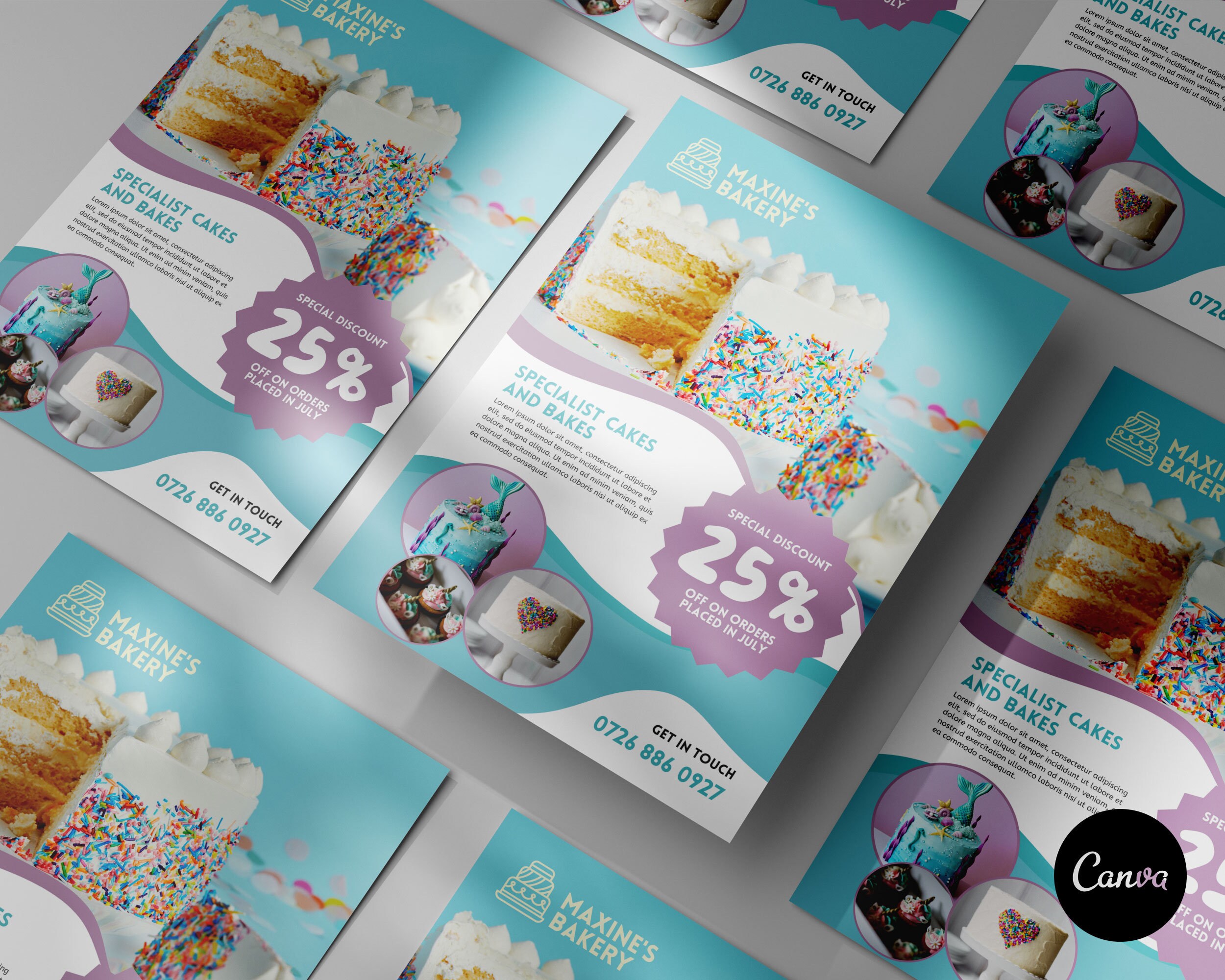 Bakery Flyer Template: Cake Shop Promotion, Custom Canva Frame - Etsy