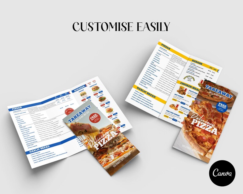 Pizza Menu Tri-fold Template: Restaurant Takeout Design (canva) - Etsy
