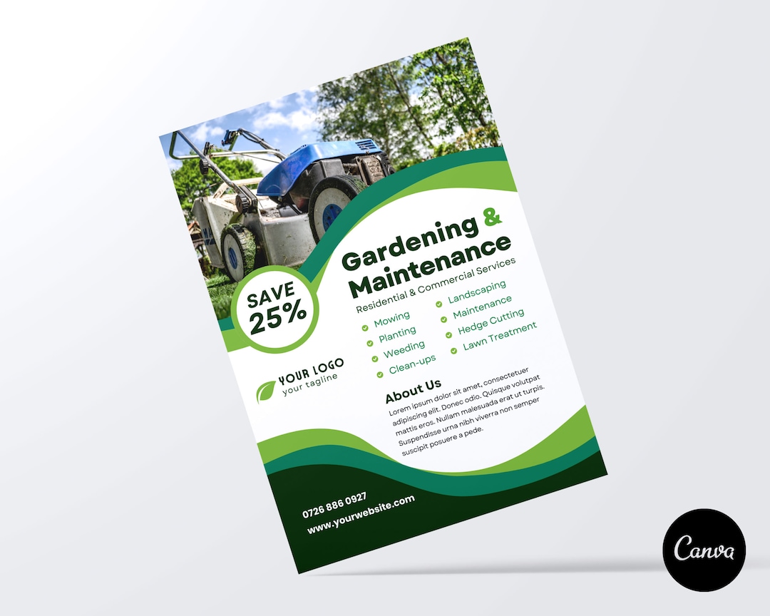 Gardening Services Flyer Template: DIY Canva Leaflet (A5/A4) - Etsy