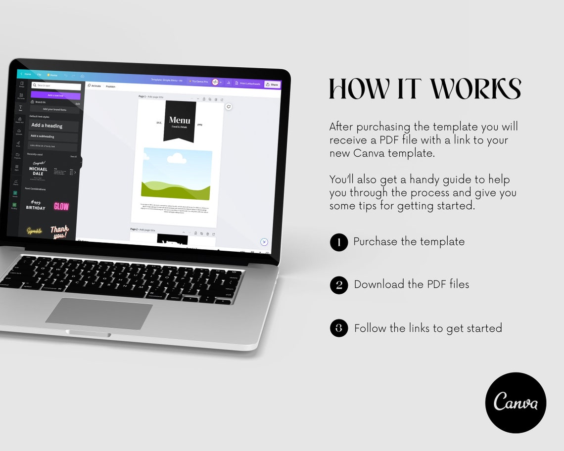 Canva Upscale Menu // Minimal Menu Template // Canva Modern Menu ...