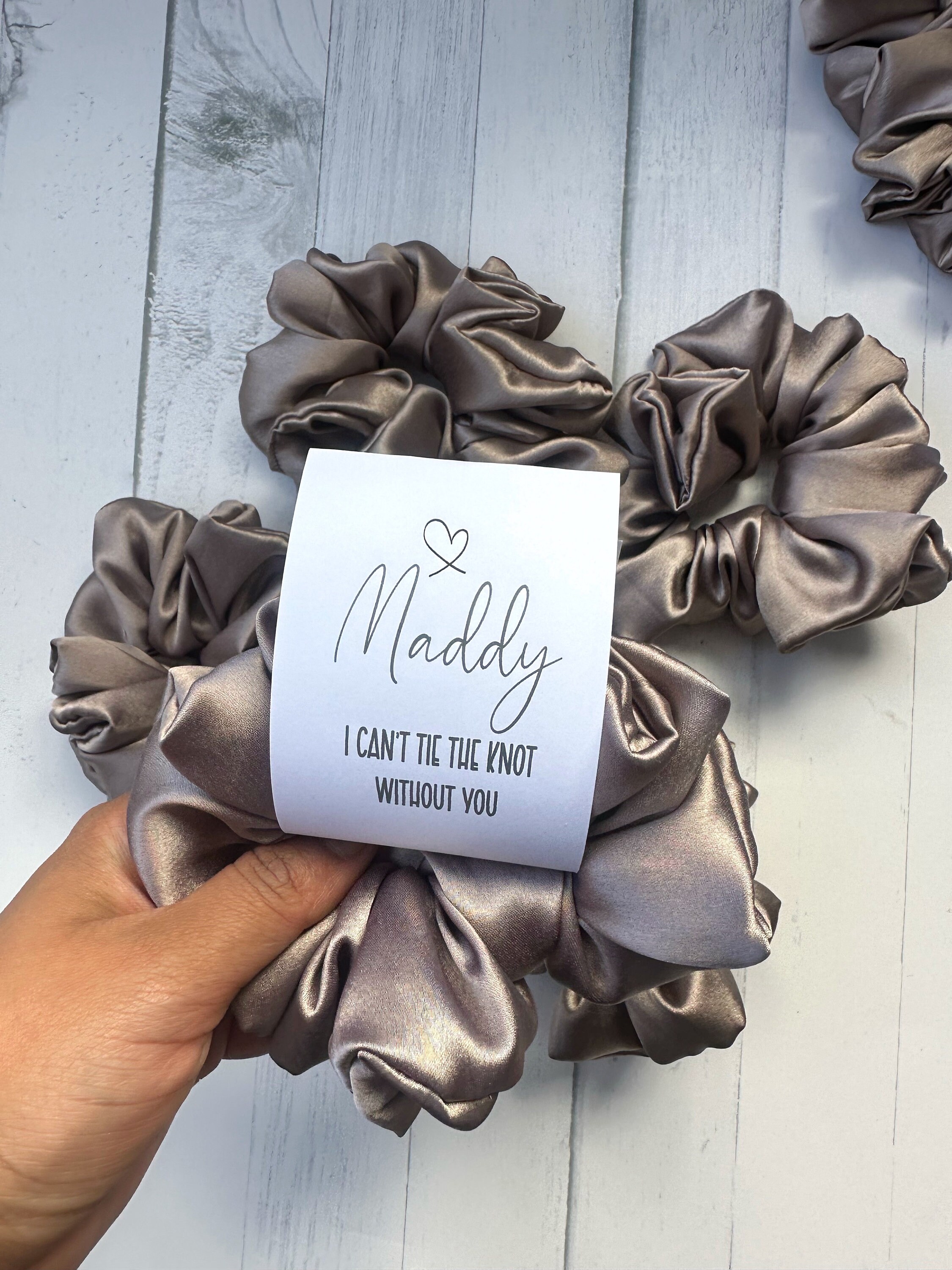 Personalised Champagne Bridesmaid Scrunchie |bridal Hair Tie ...