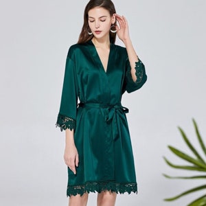 Evergreen , Emerald, Green Robe, Satin Silky Smooth Bridesmaid Robes ...