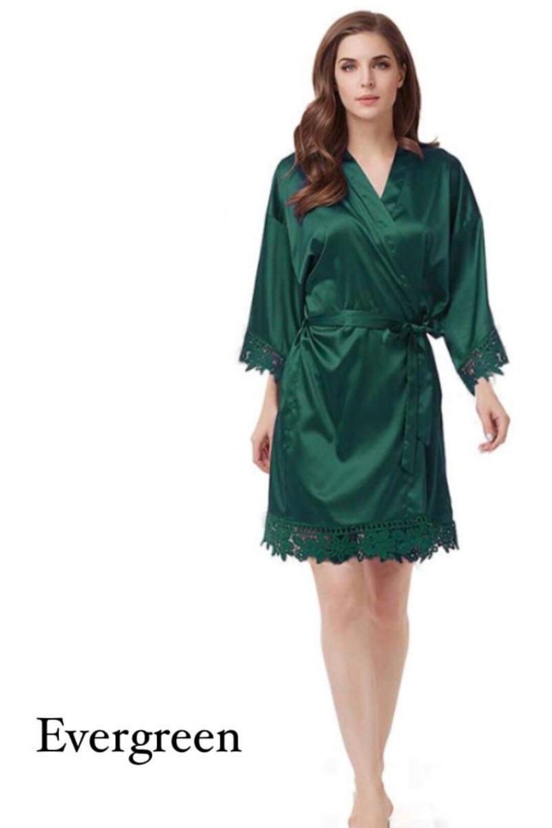 Evergreen Robes/ Emerald Green / Satin Silky Smooth/ Bridesmaid Robes ...