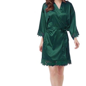 Evergreen Robes/ Emerald Green / Satin Silky Smooth/ Bridesmaid Robes ...
