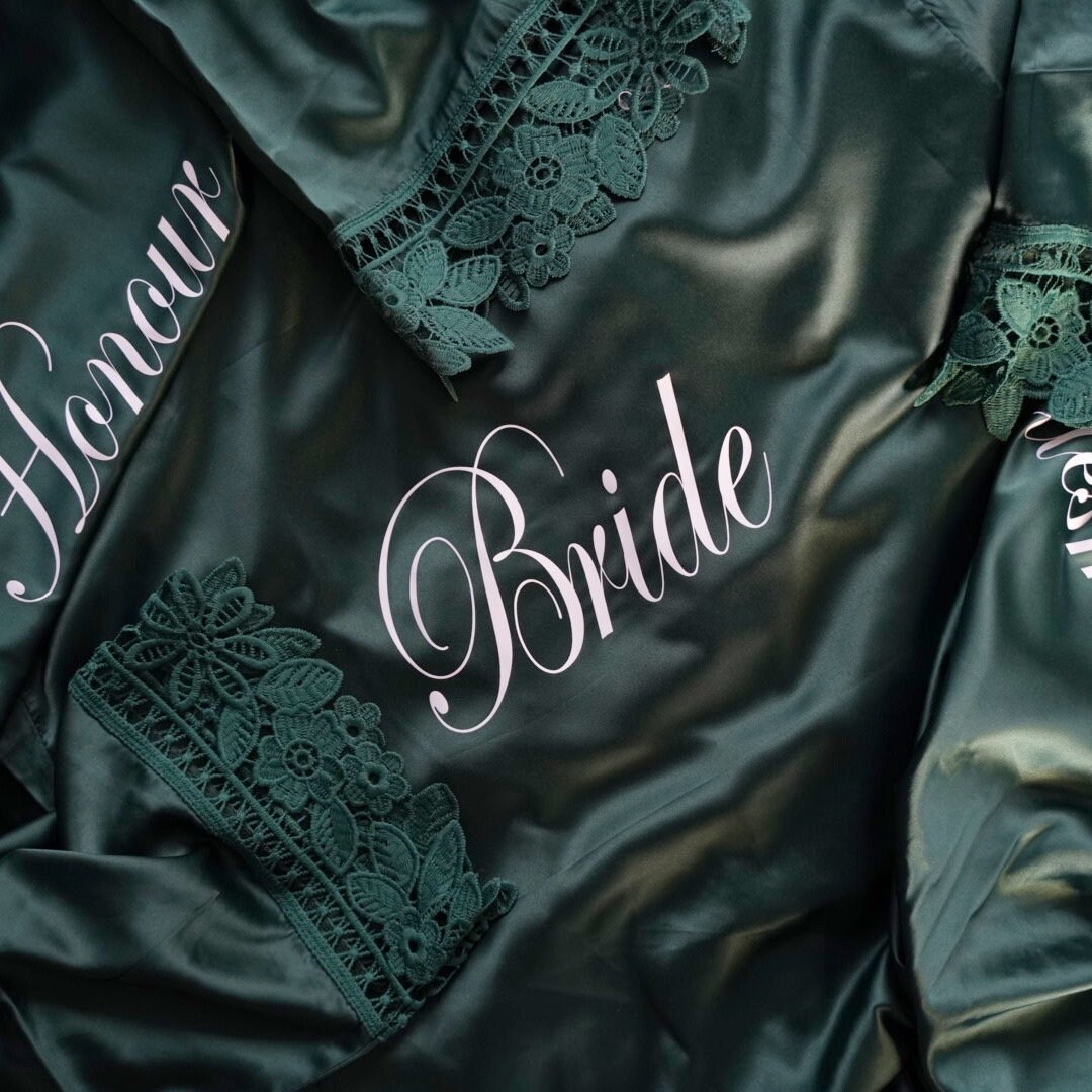 Evergreen , Emerald, Green Robe, Satin Silky Smooth Bridesmaid Robes ...