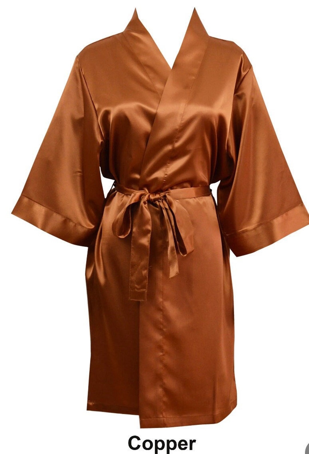 PLUS SIZE PLAIN Robes / Plain Edge Kimono Satin Lace Robe/ Bridesmaid ...