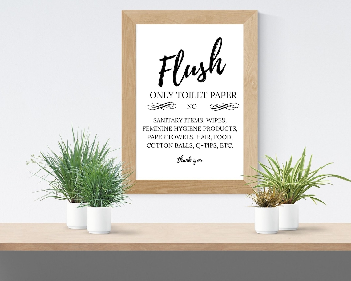 Flush Only Toilet Paper Printable, No Sanitary Products, Bathroom Sign ...