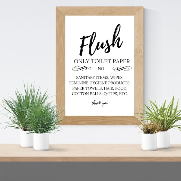 Flush Only Toilet Paper Sign - Etsy