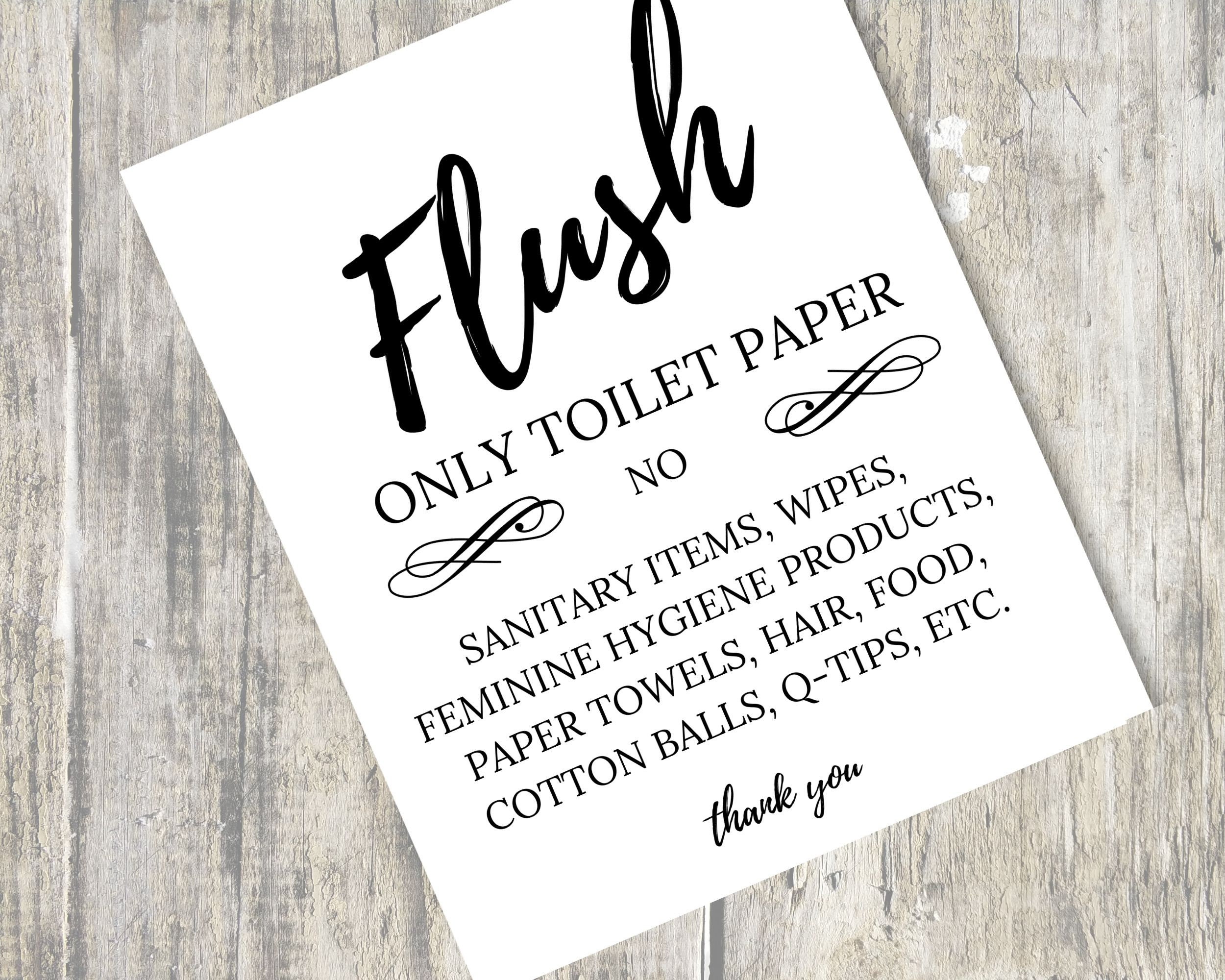 Flush Only Toilet Paper Printable, No Sanitary Products, Bathroom Sign ...