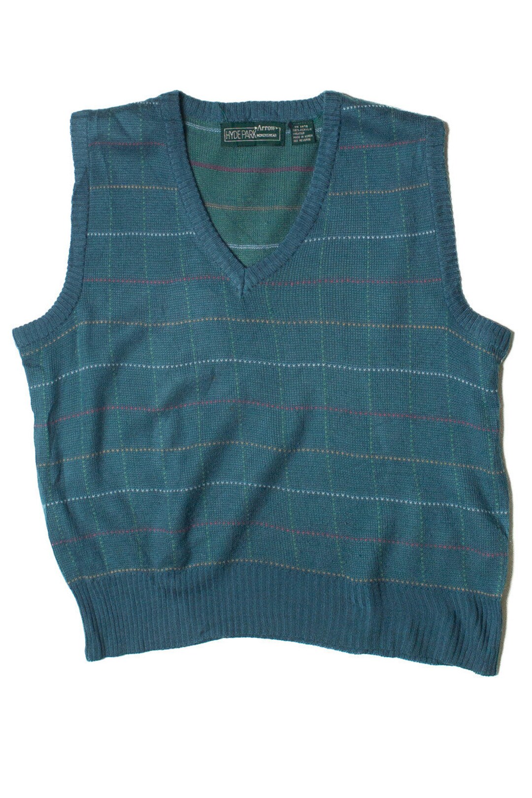 Vintage Grid Pattern Knit Sweater Vest - Etsy