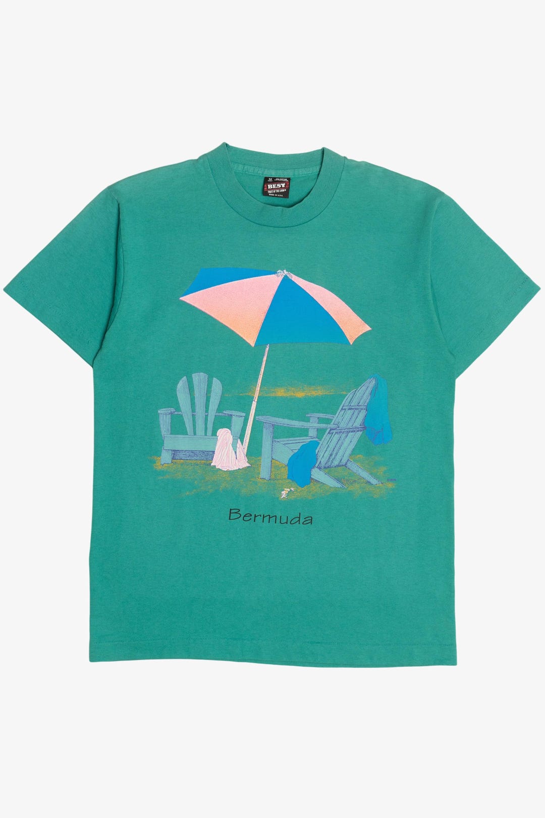 Vintage "bermuda" Beach Umbrella Scene Single Stitch T-shirt (1990s) - Etsy