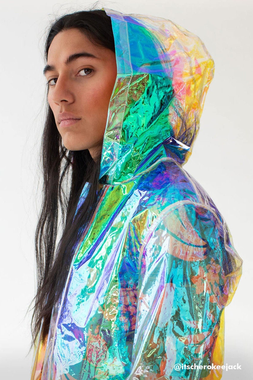 Holographic Jacket - Hologram Rain Coat - Unique Iridescent Rainbow ...