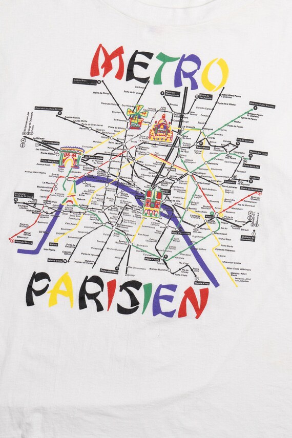 Vintage "Metro Parisien" Paris Metro Map T-Shirt - Gem