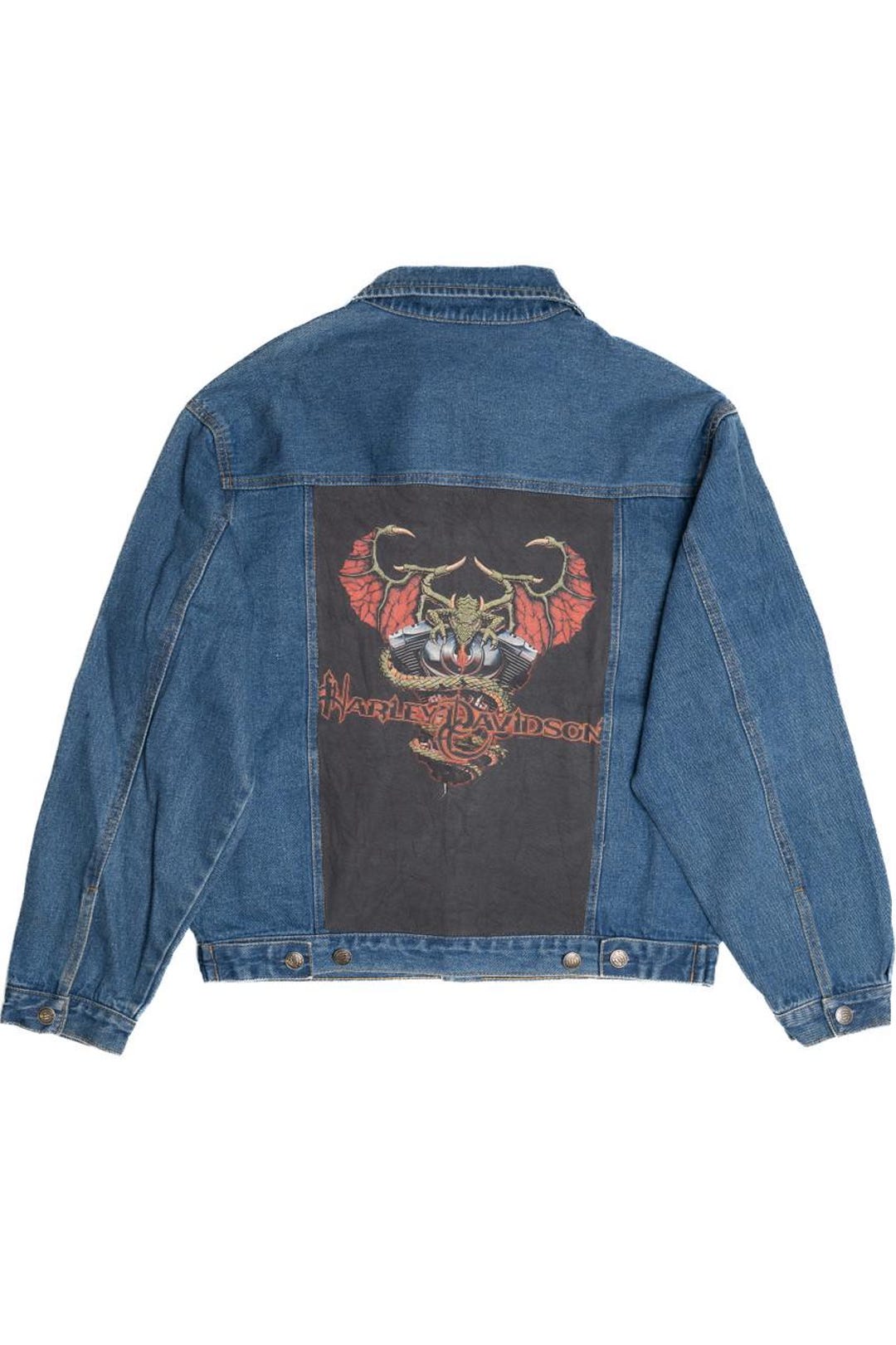 Upcycled Harley Davidson Dragon Back Patch Denim Jacket - Etsy