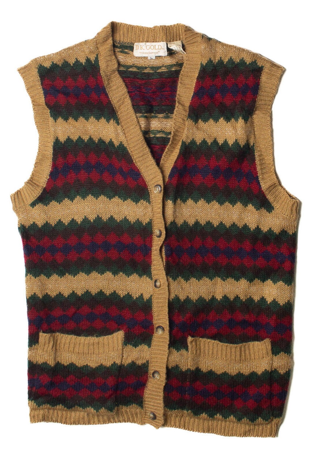Vintage Diamond Pattern D K Gold Vest - Etsy