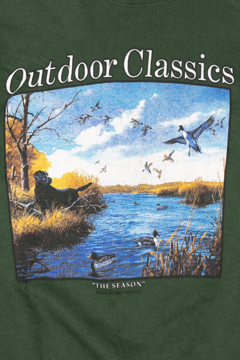 Vintage "outdoor Classics" Black Lab and Mallards Illustration ...