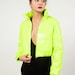 Neon Lime Crop Puffer Jacket - Etsy
