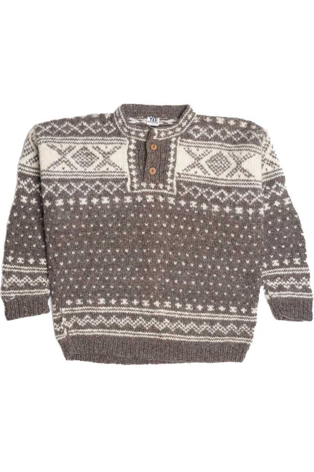 Yeti Wooden Button Fair Isle Sweater - Etsy