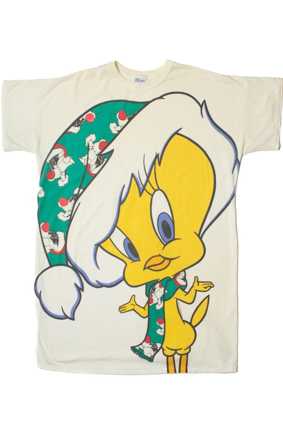 Vintage 1994 Tweety Bird Looney Tunes Extra Long T-Sh… - Gem