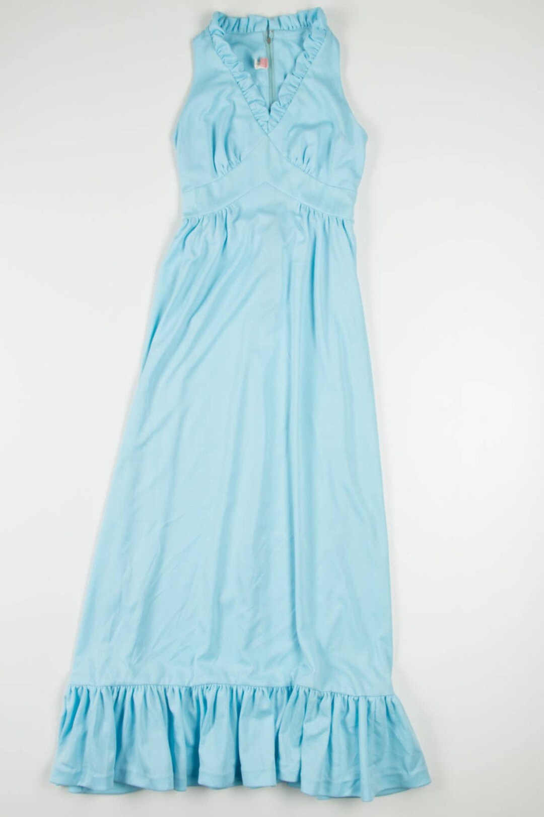Vintage Sky Blue Ruffle Maxi Dress - Etsy