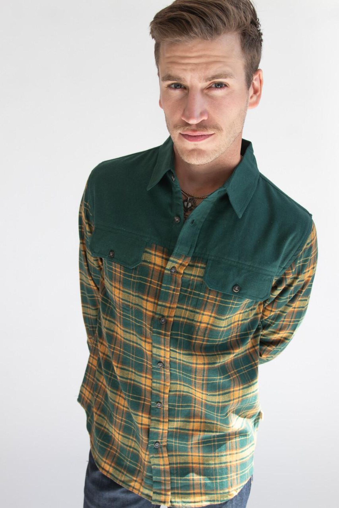 Forest Green Plaid Flannel Shirt - Etsy