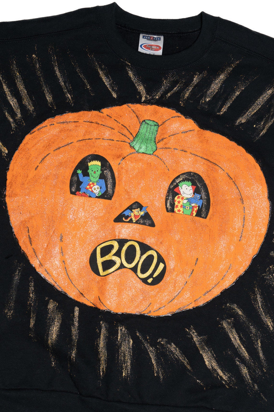Vintage "boo!" Hand Painted Pumpkin With Applique Halloween Sweater - Etsy