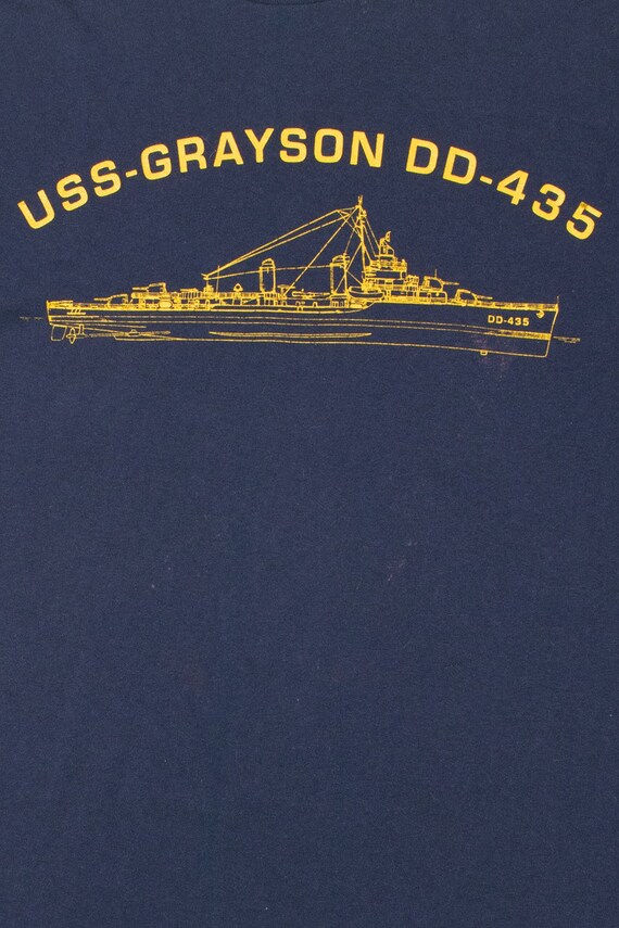 Vintage "USS-Grayson" US Navy Front/Back Print T-Shirt - Gem