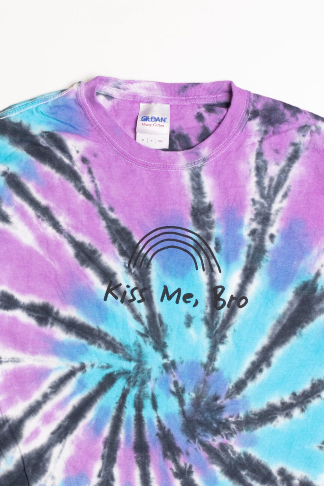 Kiss Me Bro Blue and Purple Screen Print Tie Dye T-shirt - Etsy