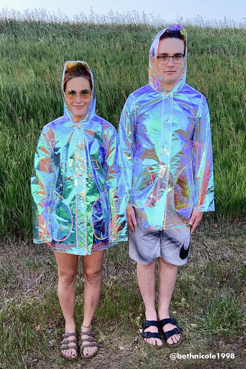 Holographic Jacket - Hologram Rain Coat - Unique Iridescent Rainbow ...