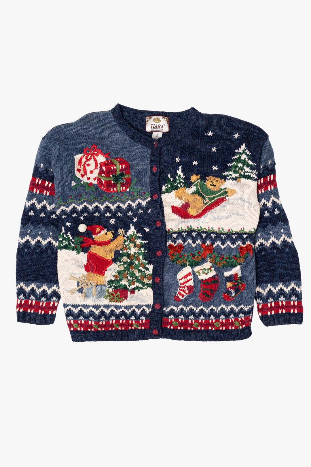 Vintage Blue Tiara International Bears Ugly Christmas Sweater (1990s ...