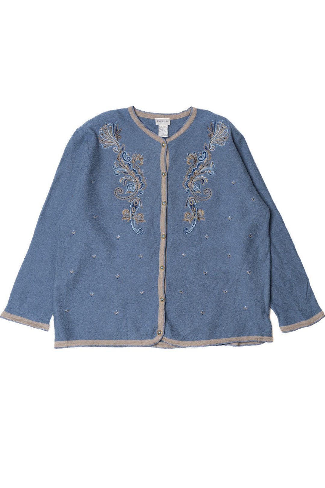 Vintage Paisley Embroidered Koret Cardigan Sweater - Etsy