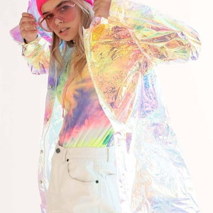 Holographic Jacket - Hologram Rain Coat - Unique Iridescent Rainbow ...