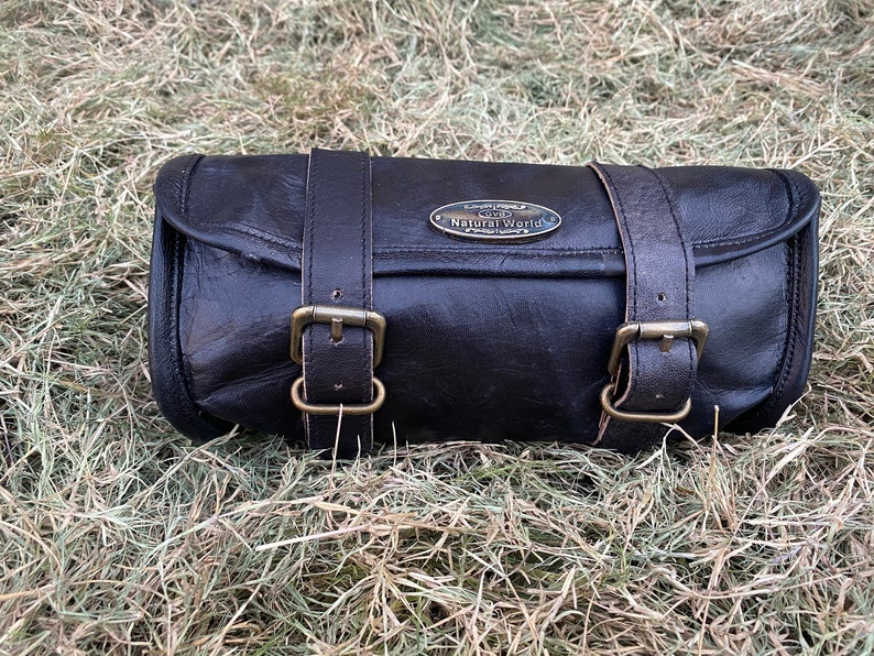 Handmade Goat Leather Brown Motorcycle Side Saddle Bags Storage Tool ...