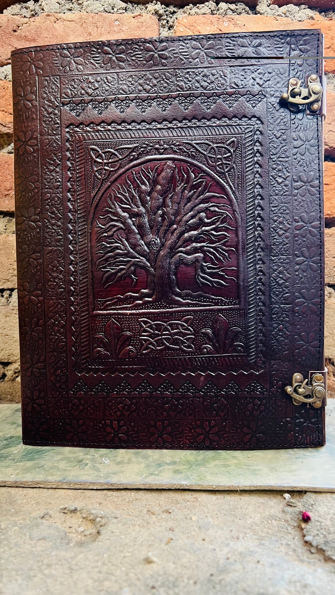 10X13 Inch Extra Large Leather Journal, Tree of Life, Embossed Blank ...