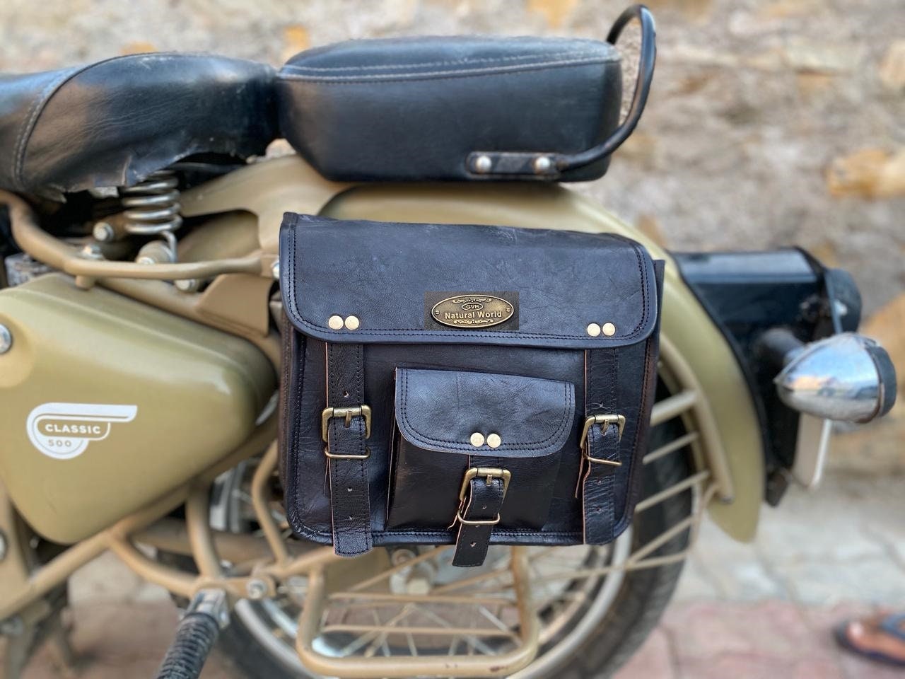 Leather Motorcycle Saddlebags: Pannier Set With Pouch - Etsy