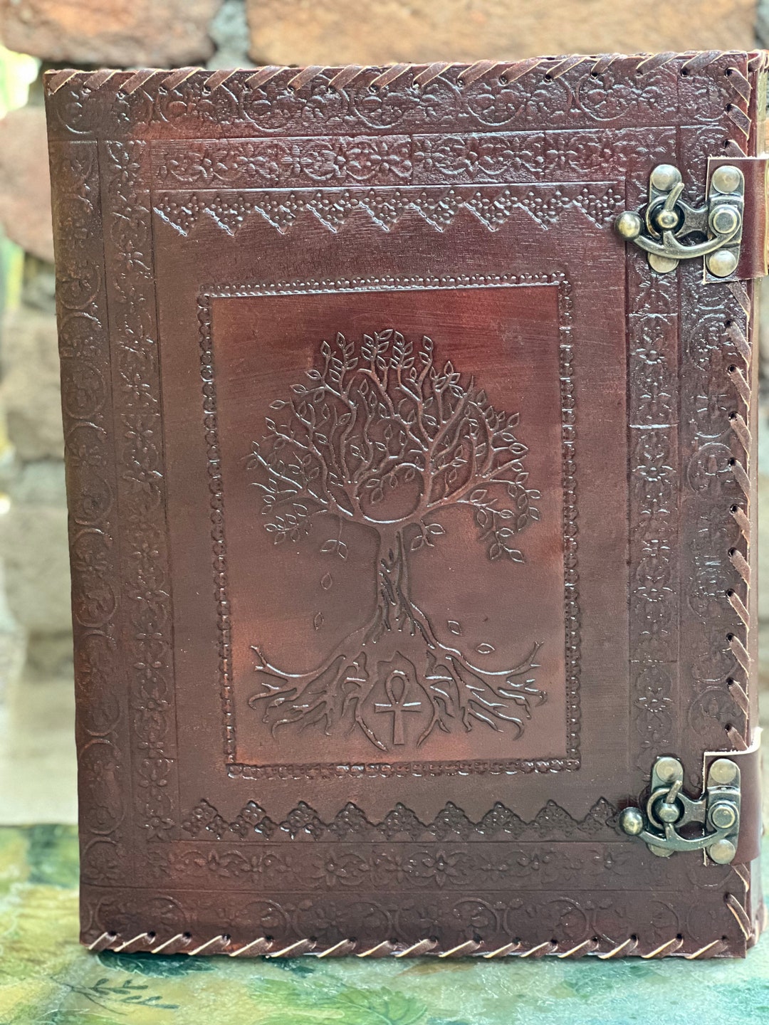 13 Inch Leather Binder Leather Grimoire Binder Leather 3 Ring Binder ...