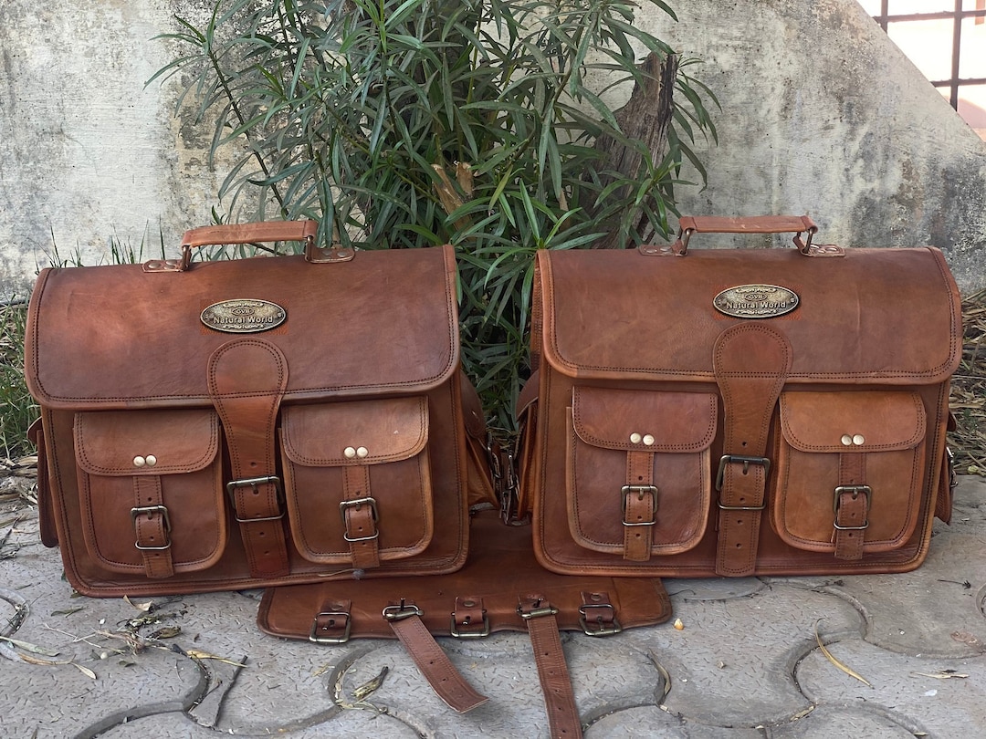 Goat Hide Leather Motorcycle Saddle Bags: Pannier Set of 2 - Etsy