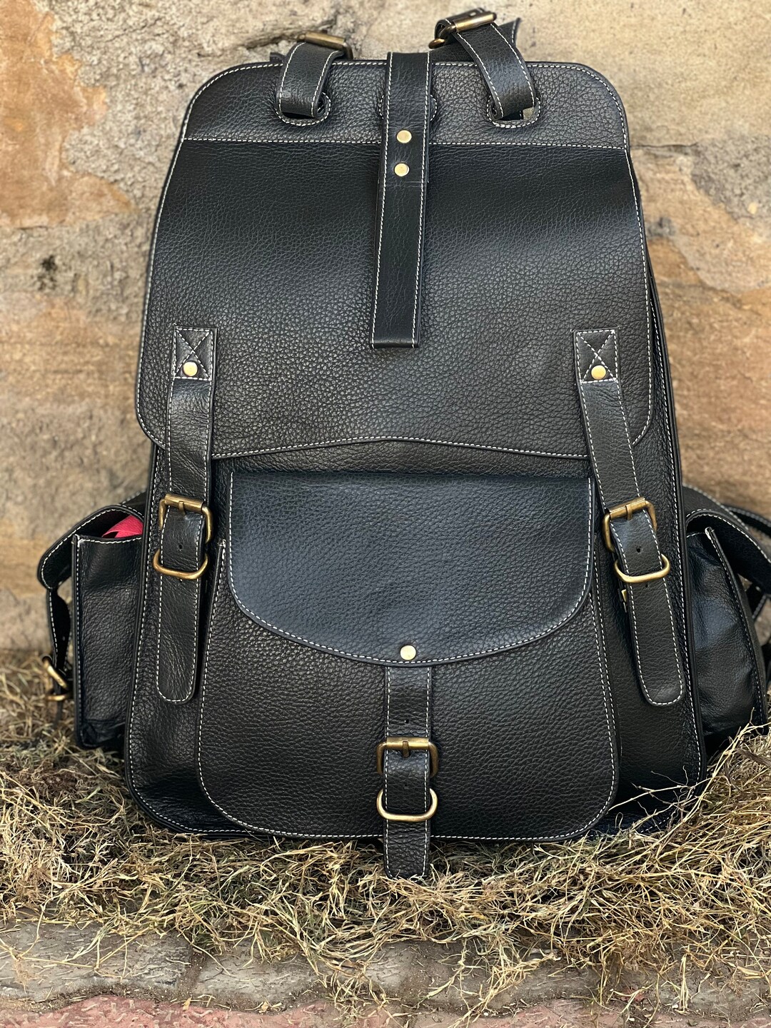 Leather Bag Black Buffalo Backpack Laptop Bag Travel Bag Leather ...