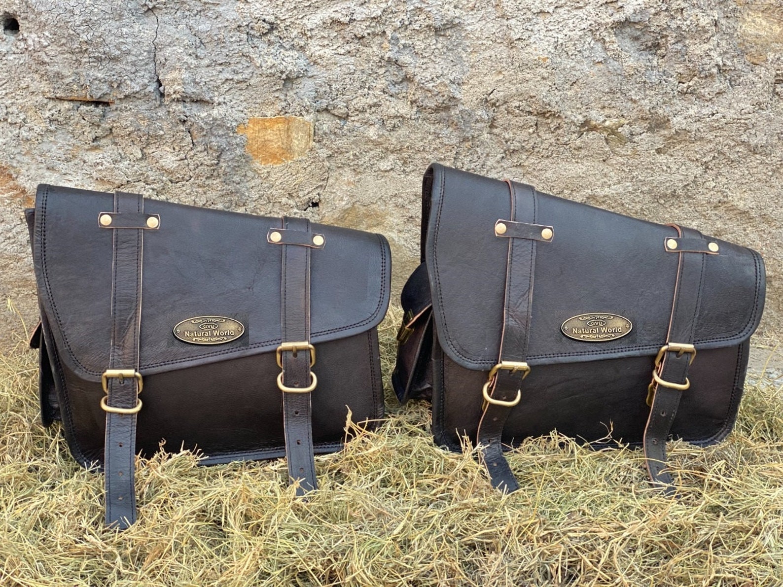 Leather Motorcycle Bag Black Bag Set Saddle Bag Bike Bag Side - Etsy