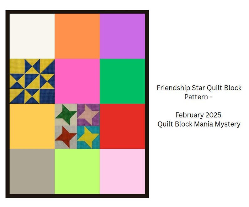 Friendship Star Quilt Block Pattern - February 2025 Quilt Block Mania ...