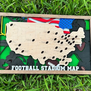 Wood Football Stadium Tracker Map, Sports Travel Map, Professional ...