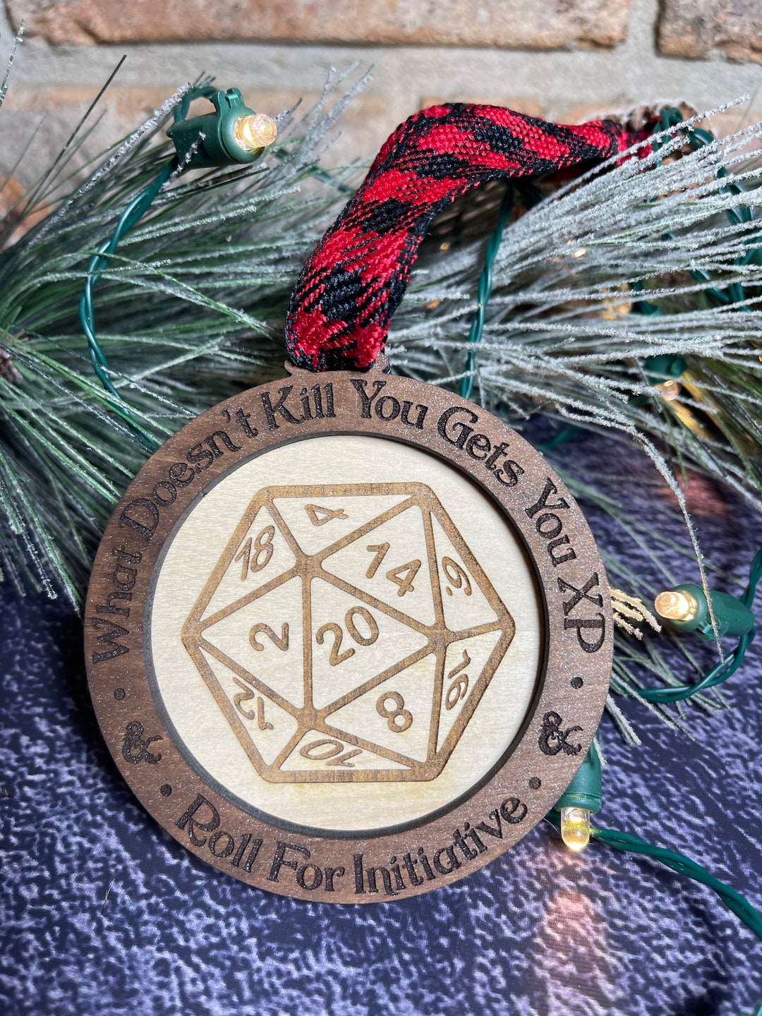 Engraved Birch Wood D20 Ornament: D&D Christmas Decor - Etsy