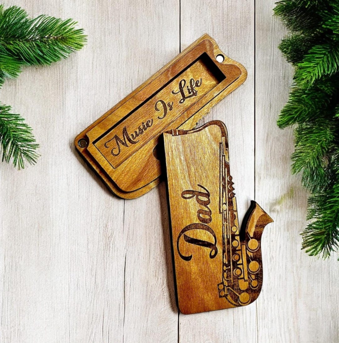 Magnetic Wooden Saxophone Gift Box – Personalized Music Keepsake for ...