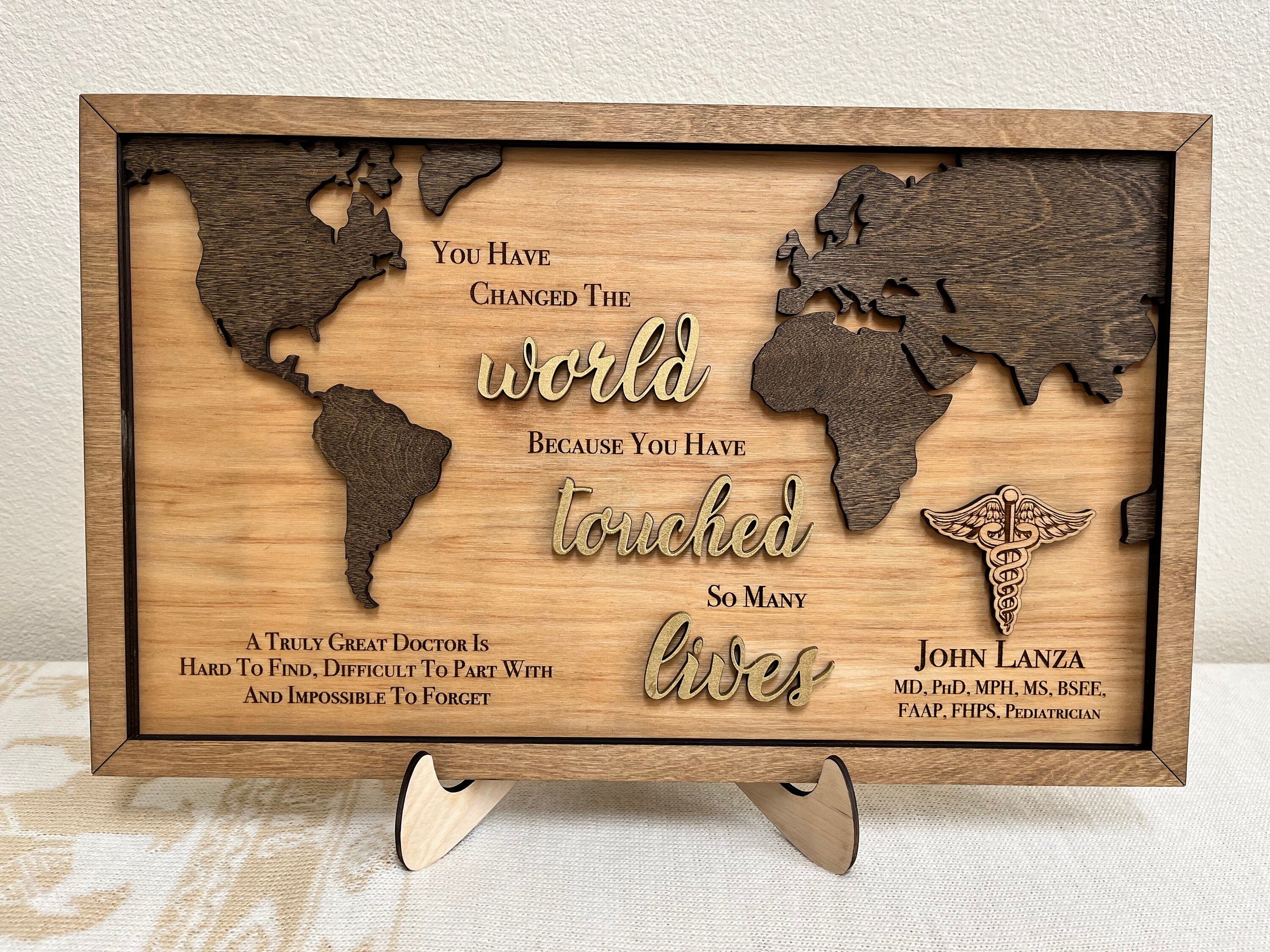 Custom Appreciation Plaque, World Map Plaque, Personalized Thank You ...